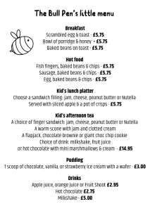 Menus | Tearoom & Café in Radlett | The Bull Pen Restaurant